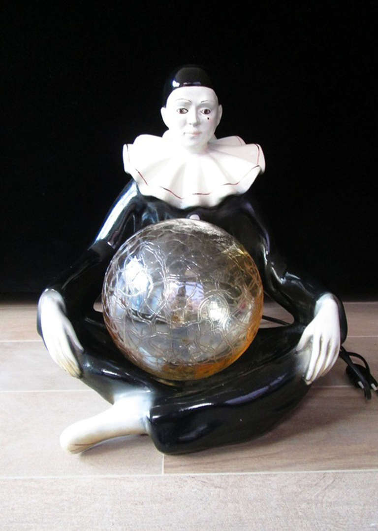 Extremely Rare Art Deco Table Lamp in the Form of a Pierrot at 1stDibs