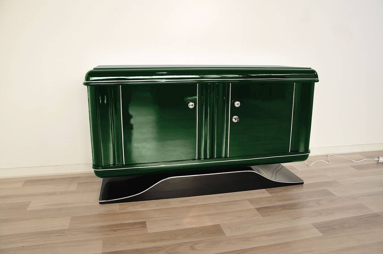Illuminated Art Deco Dresser in Jaguar Racing Green at 1stDibs