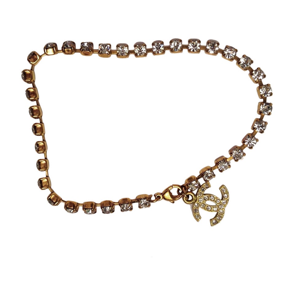 Chanel Vintage 90s Rhinestone Anklet Rare at 1stDibs