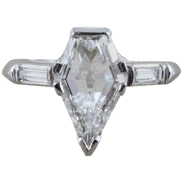 1.64 Carat Diamond Kite Shape Gold Engagement Ring at 1stDibs | kite ...