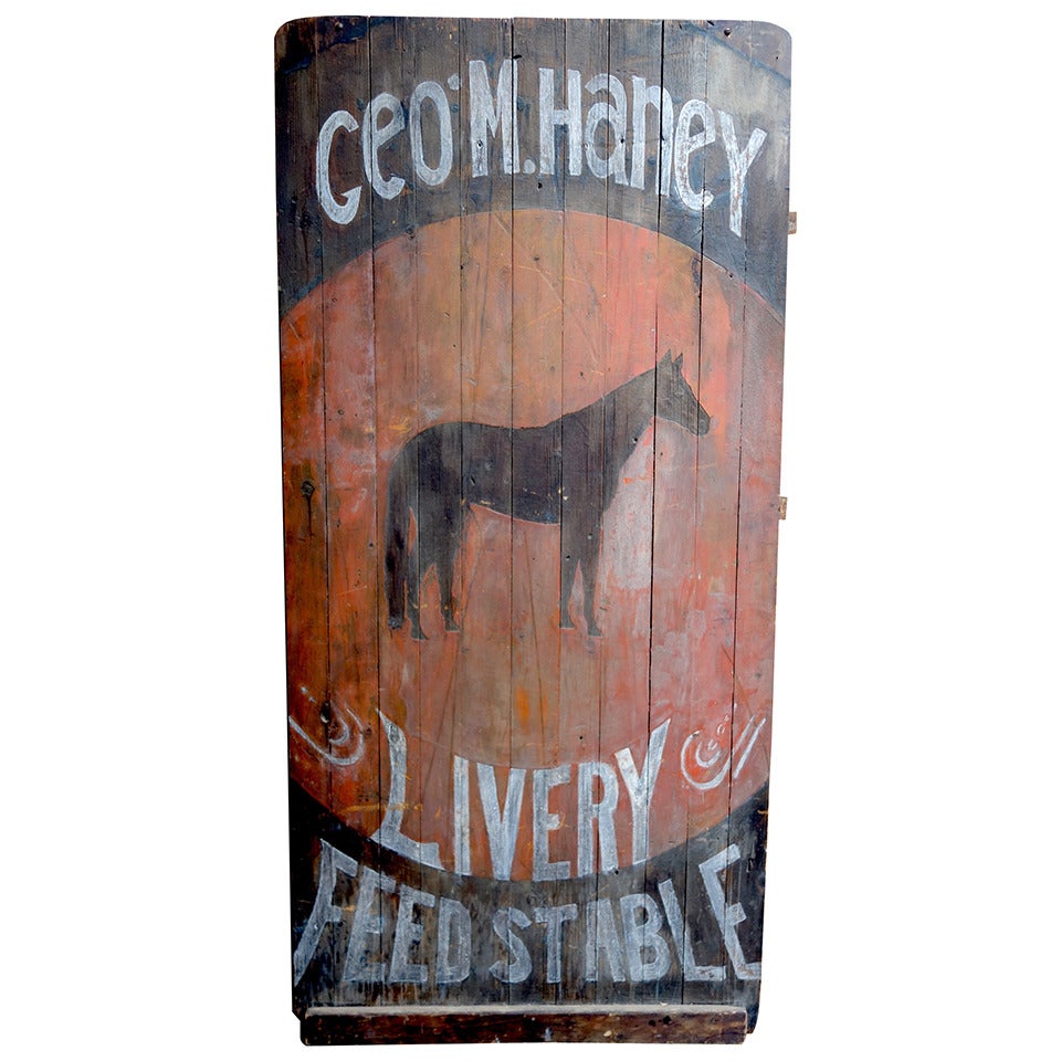 Mid-19th Century Livery Feed Stable Large Horse Trade Sign at 1stDibs