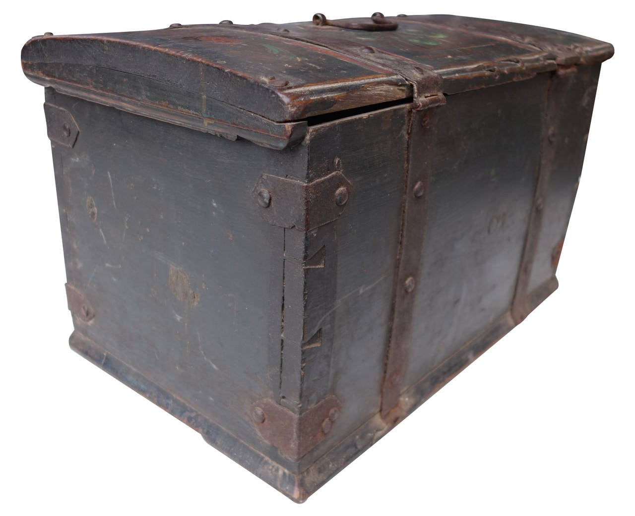 Great Paint Decorated and Wrought Iron Chest from Norway at 1stDibs