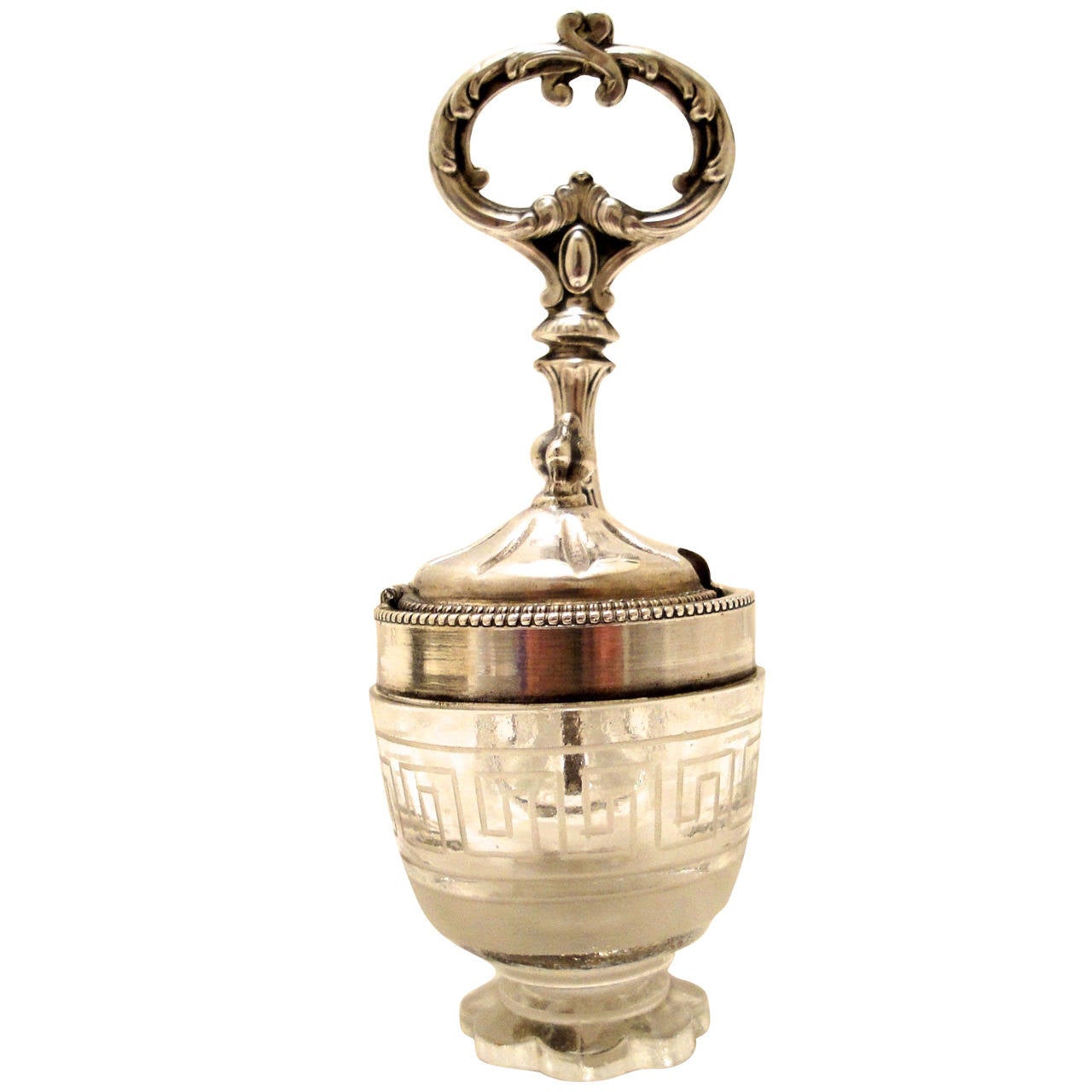 French Crystal and silver condiment set For Sale at 1stDibs