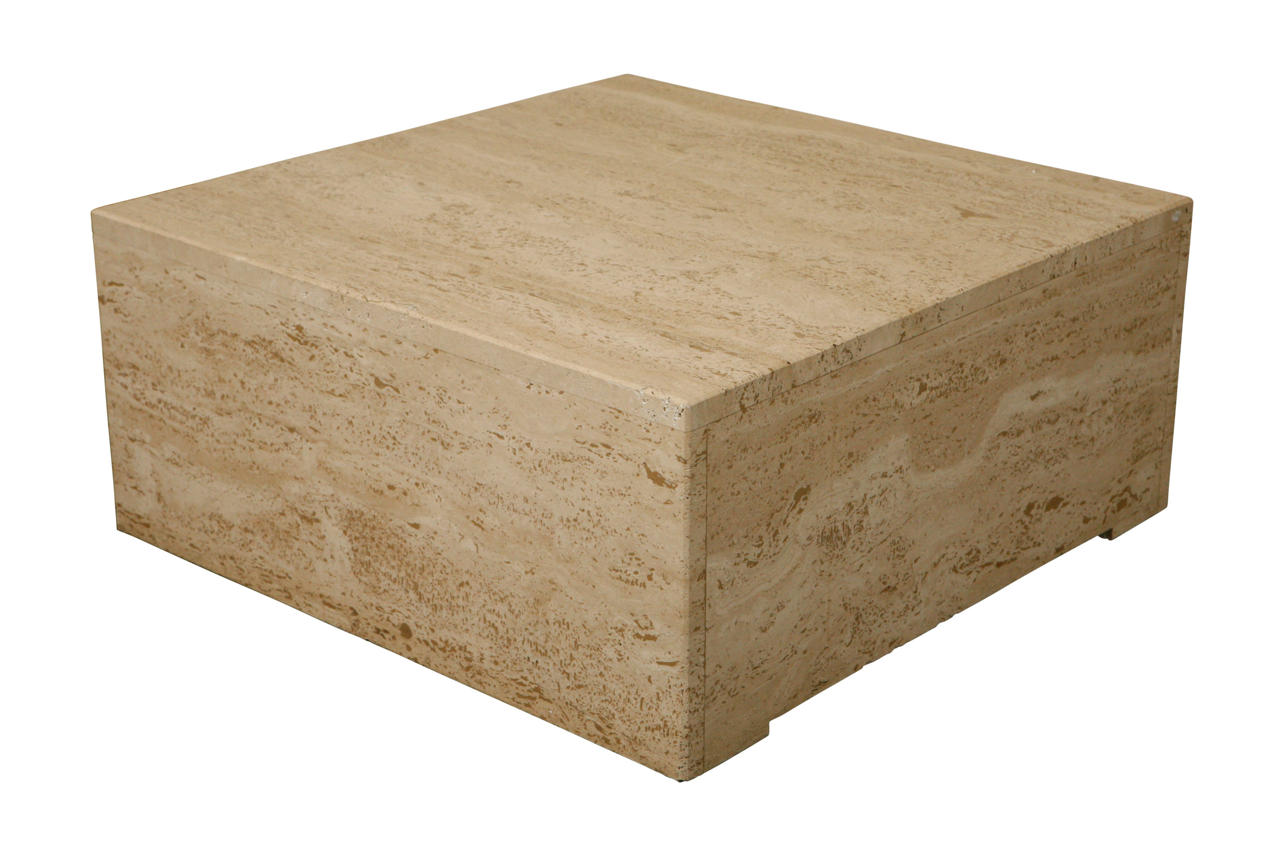 Mid-Century French Square Travertine Coffee Table at 1stDibs
