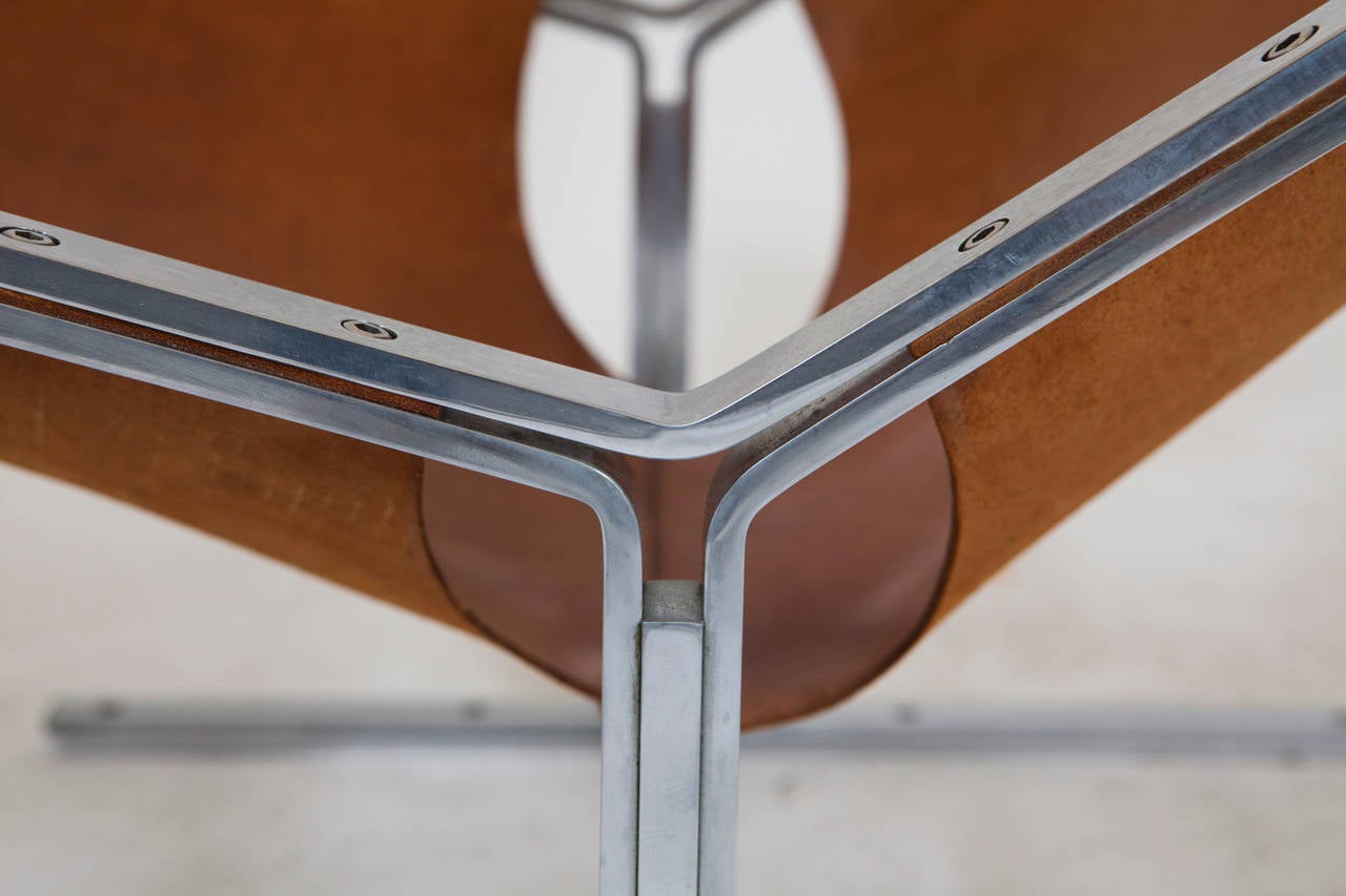 AP Originals Leather and Steel Lounge Chair at 1stDibs