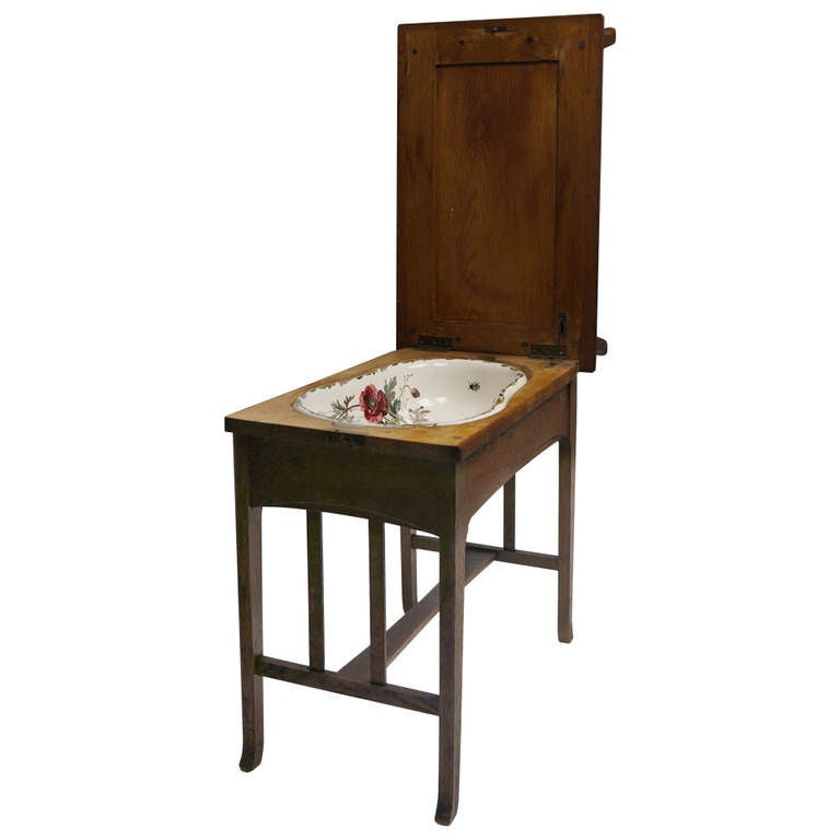 Antique Wood and Stoneware Bidet For Sale at 1stDibs