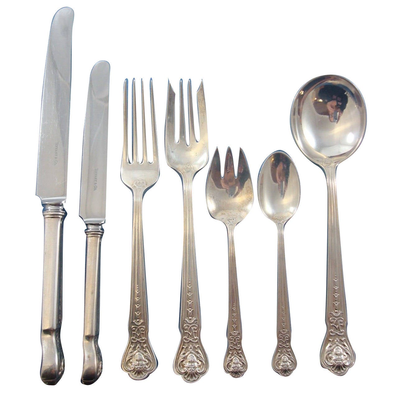 A.J. Fuller Tiffany and Co Sterling Silver Flatware Set Figural Custom ...