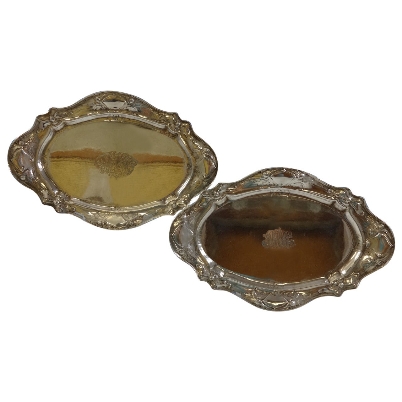 Martele by Gorham, 950 Sterling Silver Pair Footed Condiment Trays ...