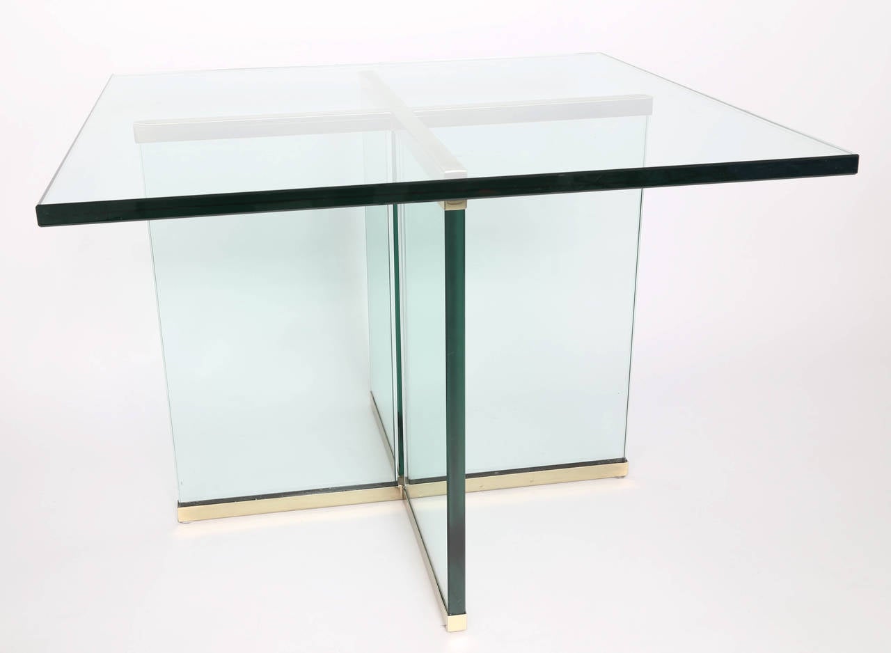 1970s Leon Rosen for Pace Collection Brass and Glass End Table at 1stDibs