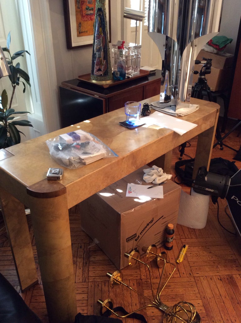 Karl Springer "Angular Leg" Console in Parchment, circa 1970s For Sale ...