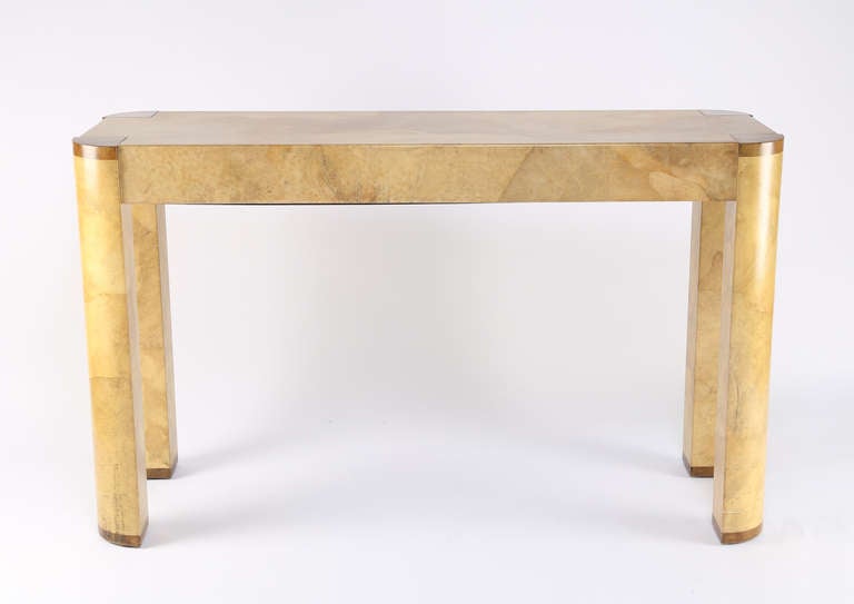Karl Springer "Angular Leg" Console in Parchment, circa 1970s For Sale ...