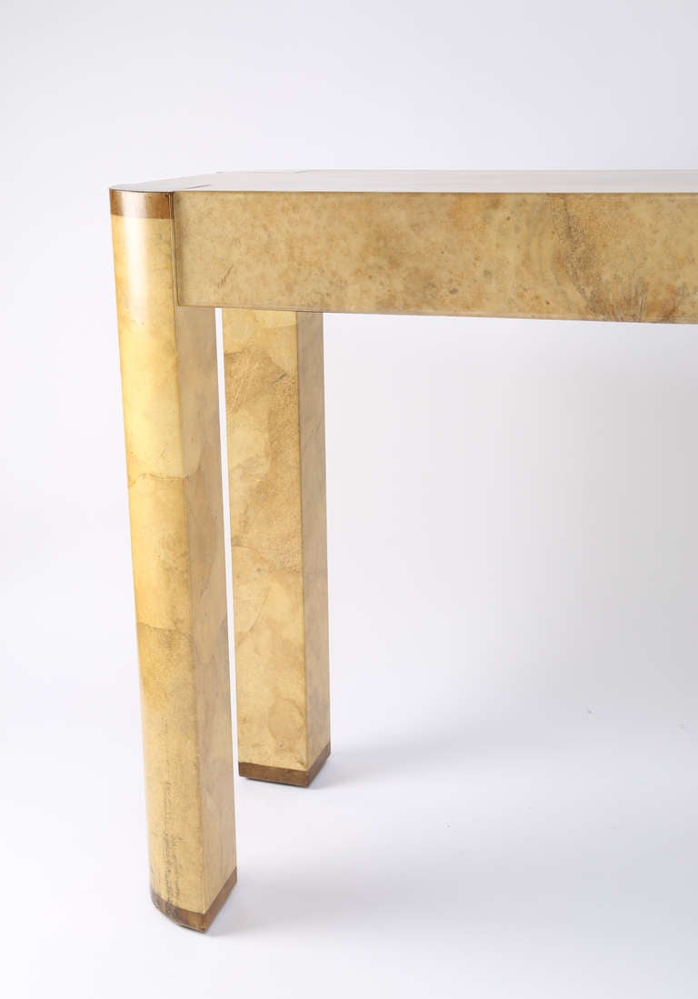 Karl Springer "Angular Leg" Console in Parchment, circa 1970s For Sale ...