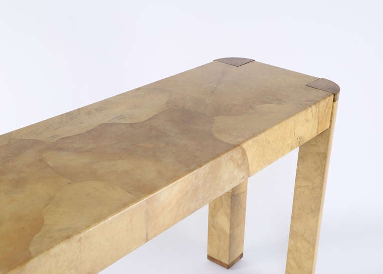 Karl Springer "Angular Leg" Console in Parchment, circa 1970s For Sale ...