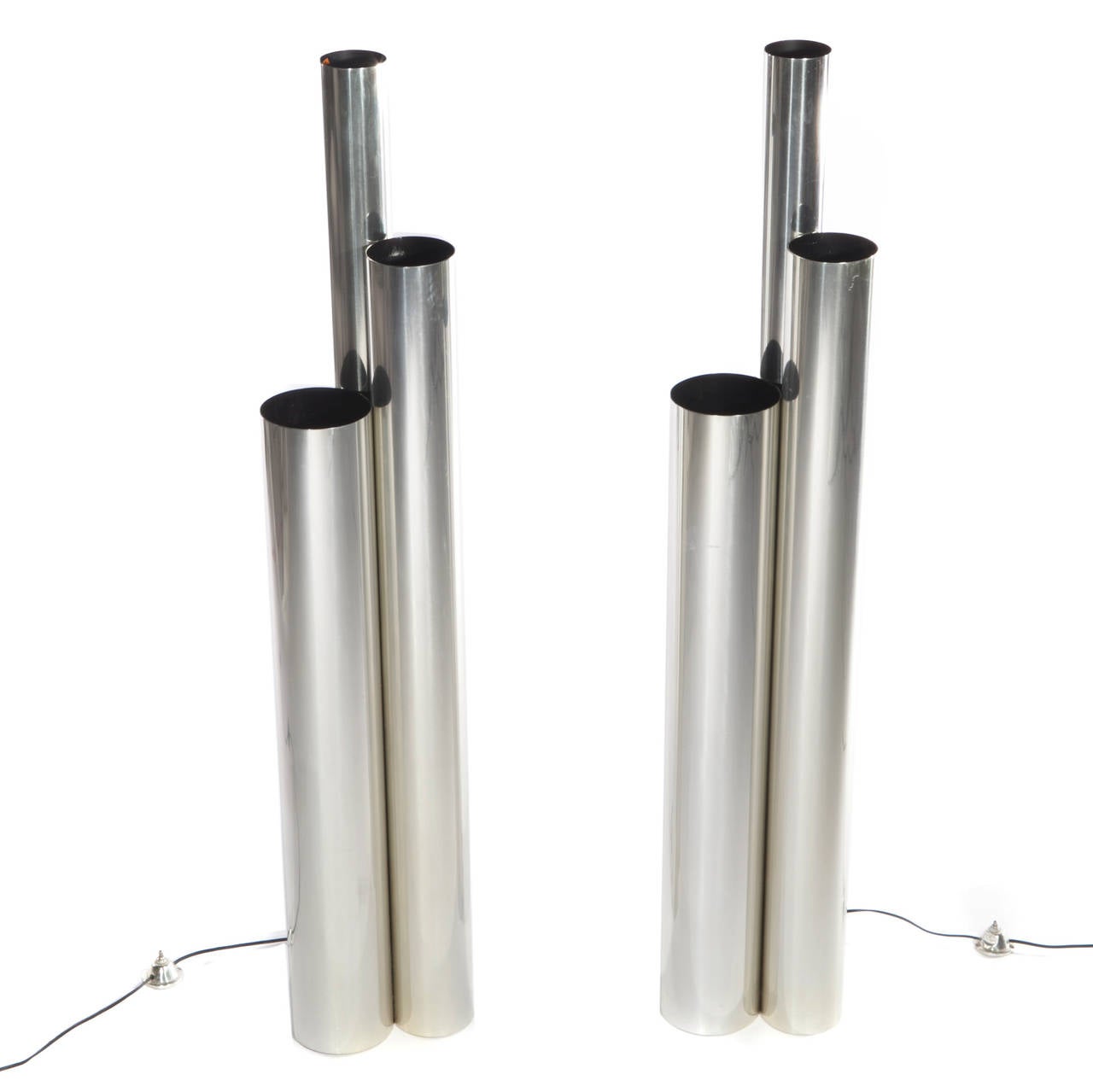 Pair of Tubular Chrome Skyscraper Floor Lamps by Vladimir Kagan at ...