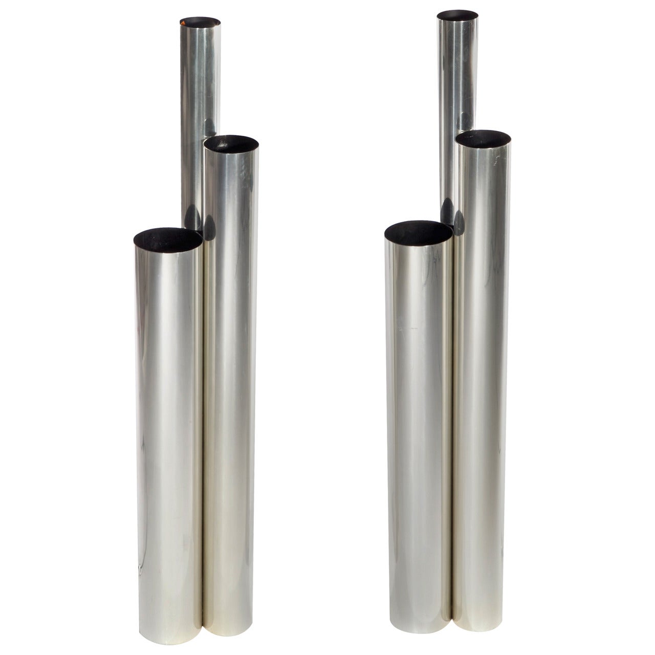 Pair of Tubular Chrome Skyscraper Floor Lamps by Vladimir Kagan at ...