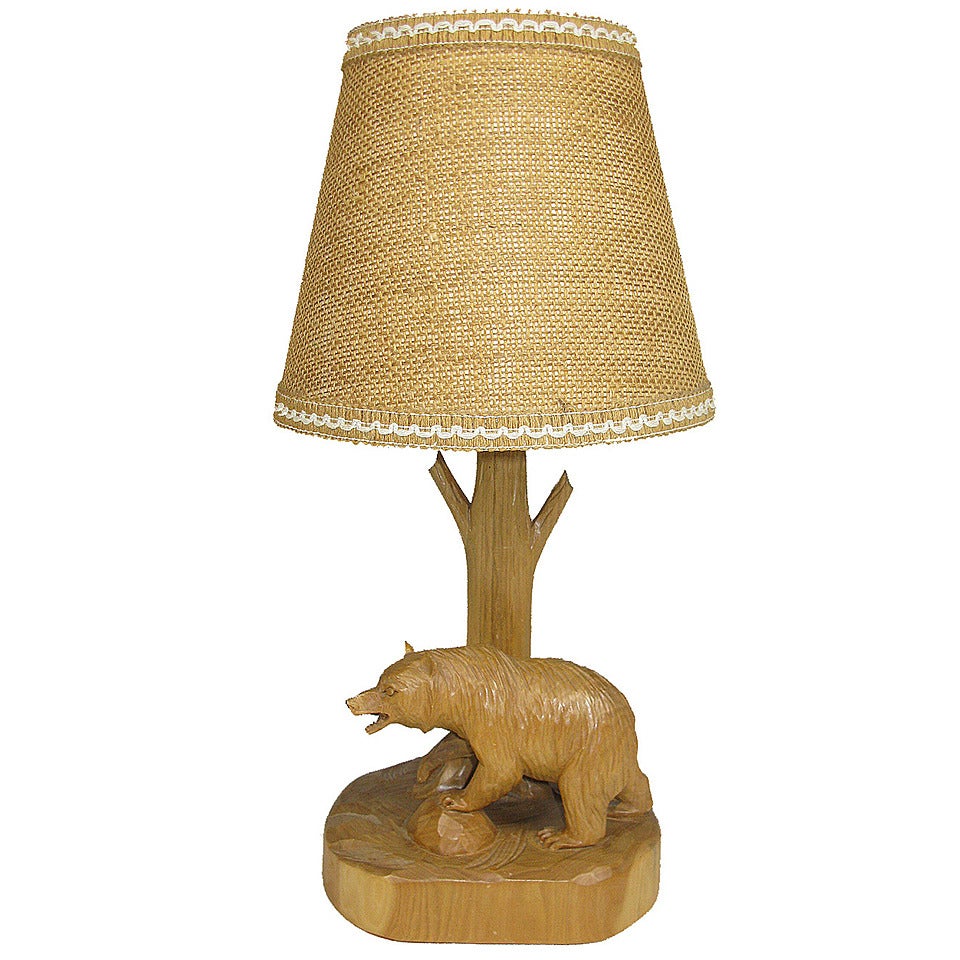Carved Bear Lamp at 1stDibs