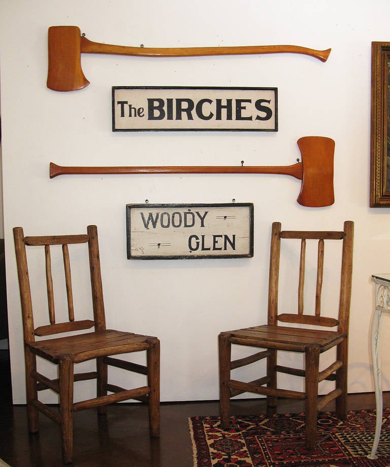 Pair of Oversized Wooden Display Axes at 1stDibs
