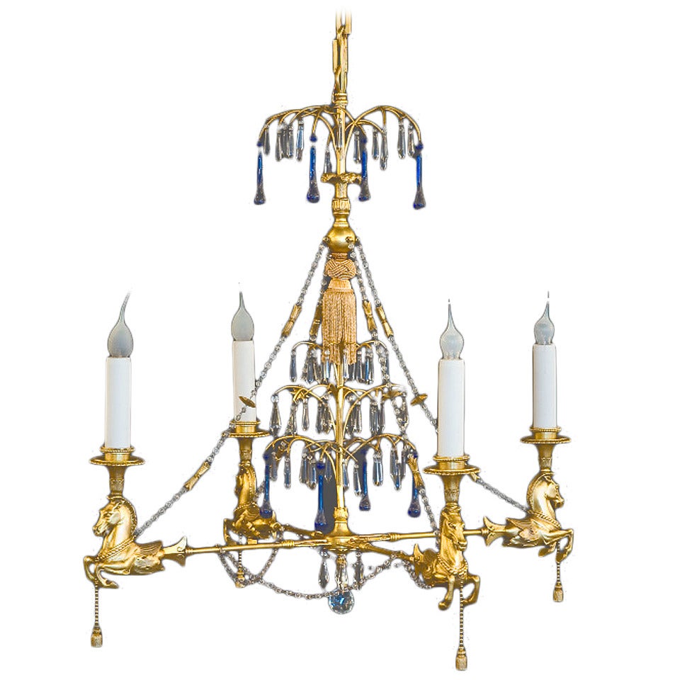 Gilt Bronze Four Light Gasolier For Sale at 1stDibs