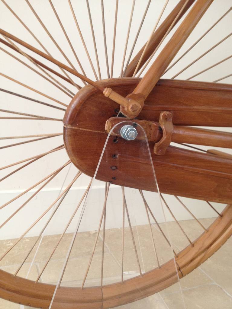 Unusual Life-Size Walnut, Raleigh Bicycle with Brooks Seat For Sale at ...