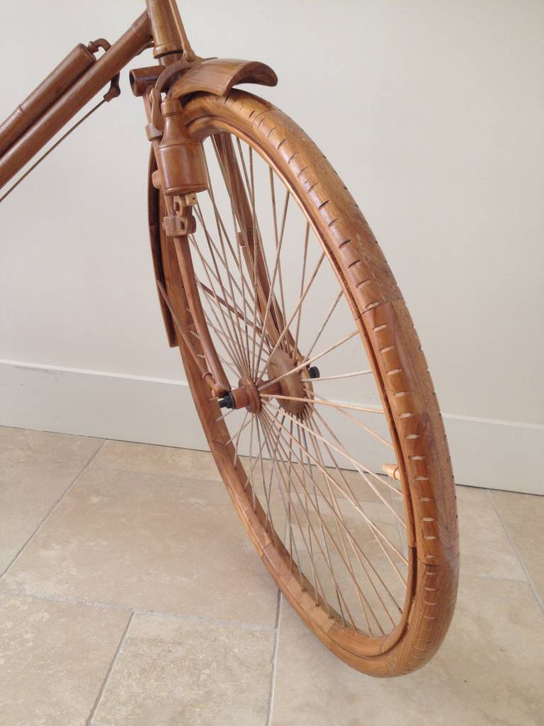 Unusual Life-Size Walnut, Raleigh Bicycle with Brooks Seat For Sale at ...