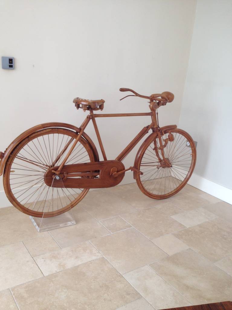 Unusual Life-Size Walnut, Raleigh Bicycle with Brooks Seat For Sale at ...