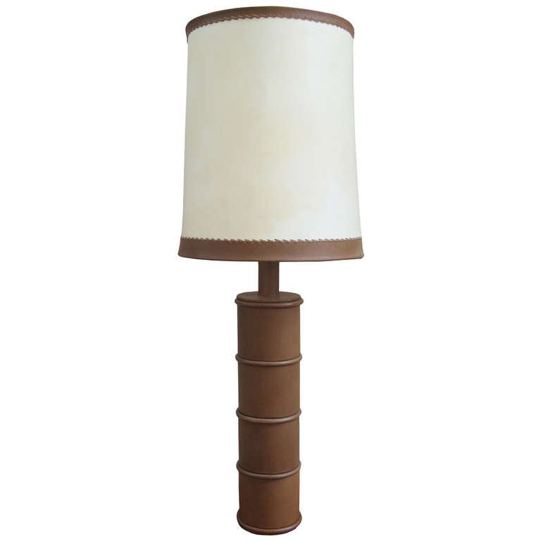 Leather Table Lamp Attributed to Hermes For Sale at 1stdibs