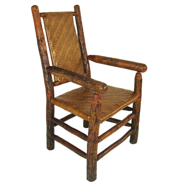 Large Rustic Hickory Arm Chair at 1stDibs