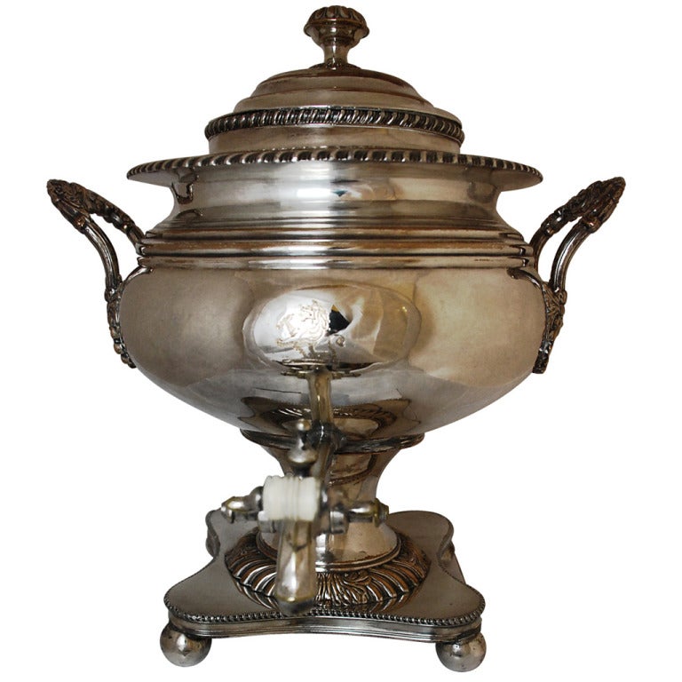 English Antique Silverplate Tea Urn For Sale at 1stDibs