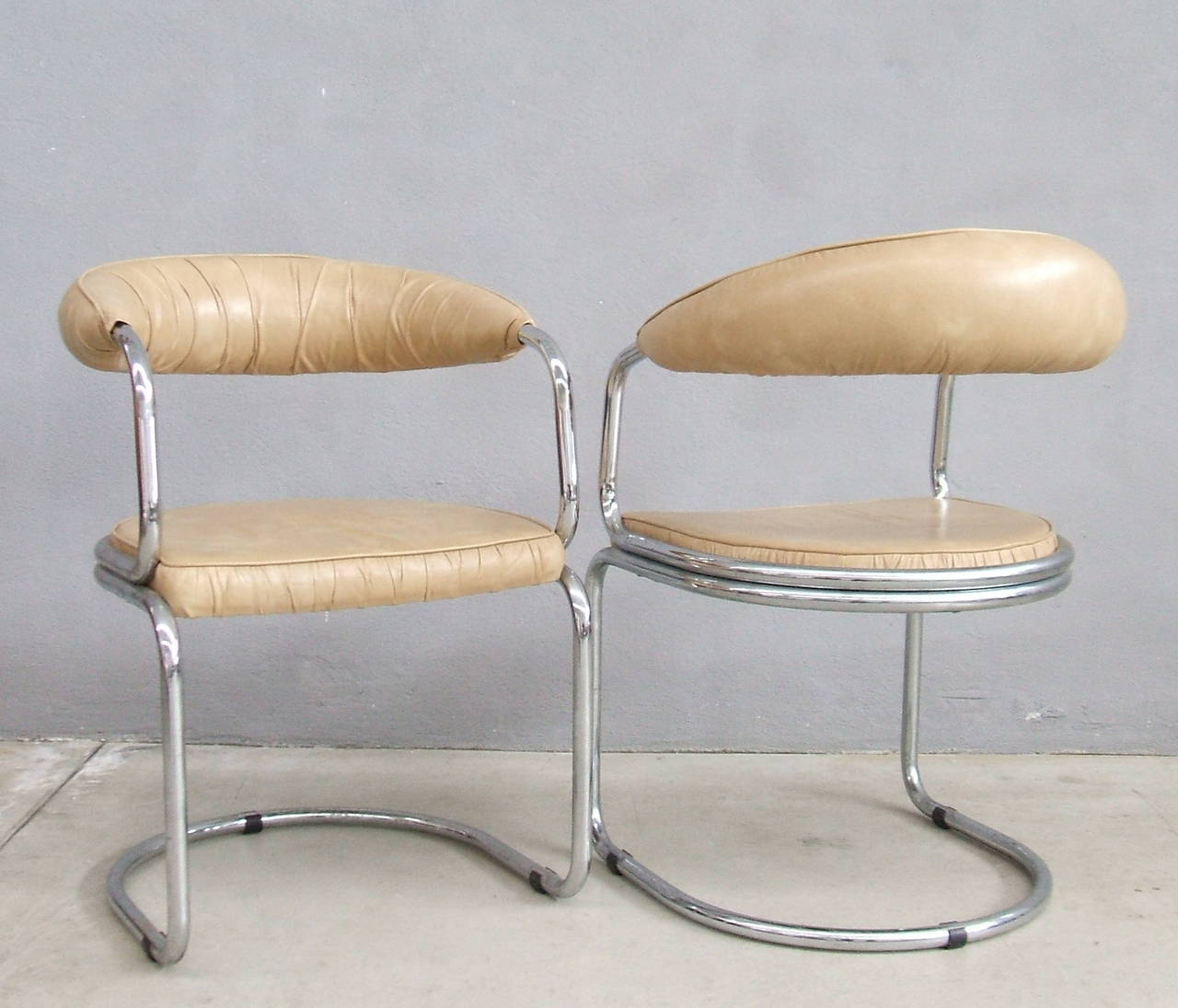Pair of Chrome and Leather Chairs Attributed to Giotto Stoppino at ...