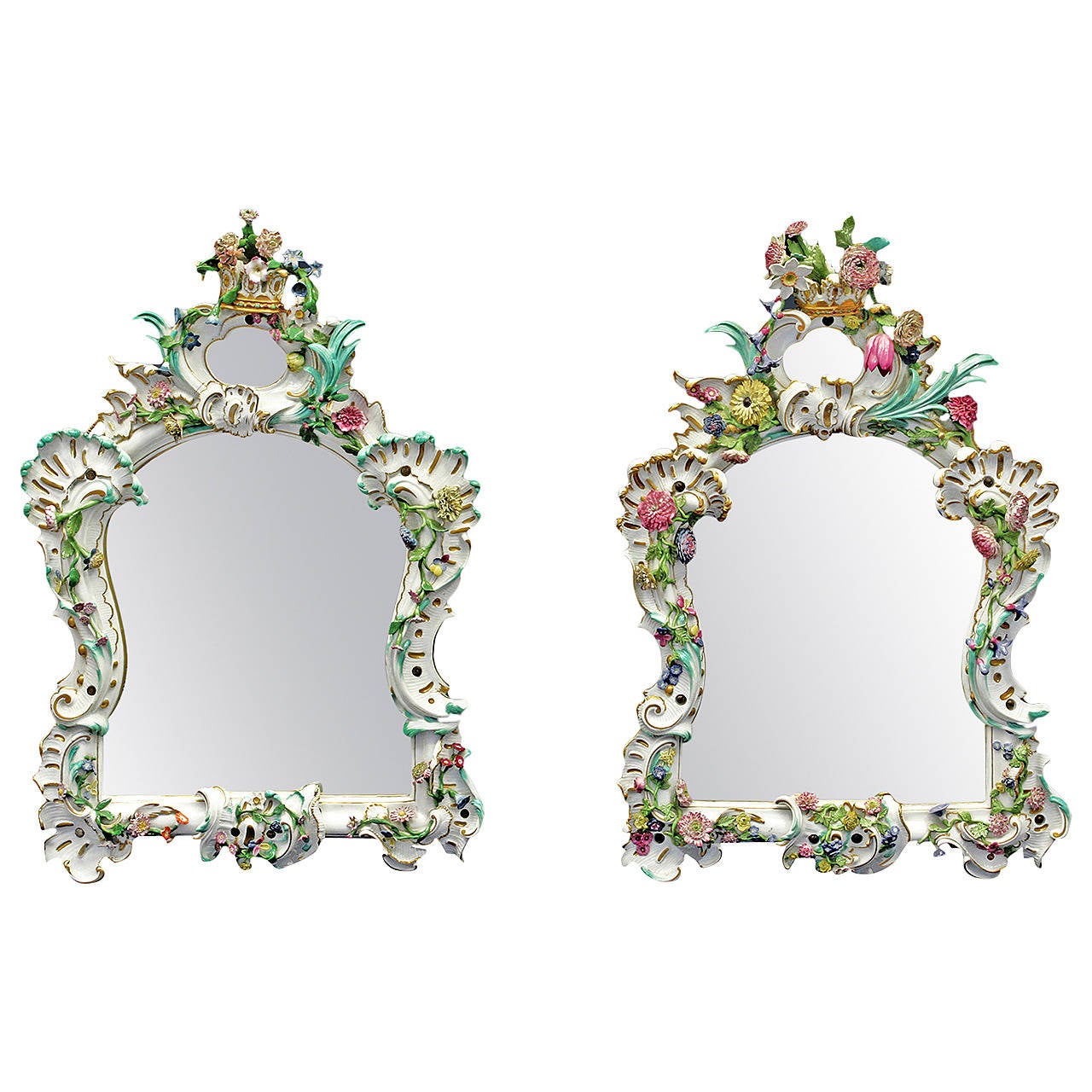 Two Rare and Big Meissen Mirrors For Sale at 1stDibs