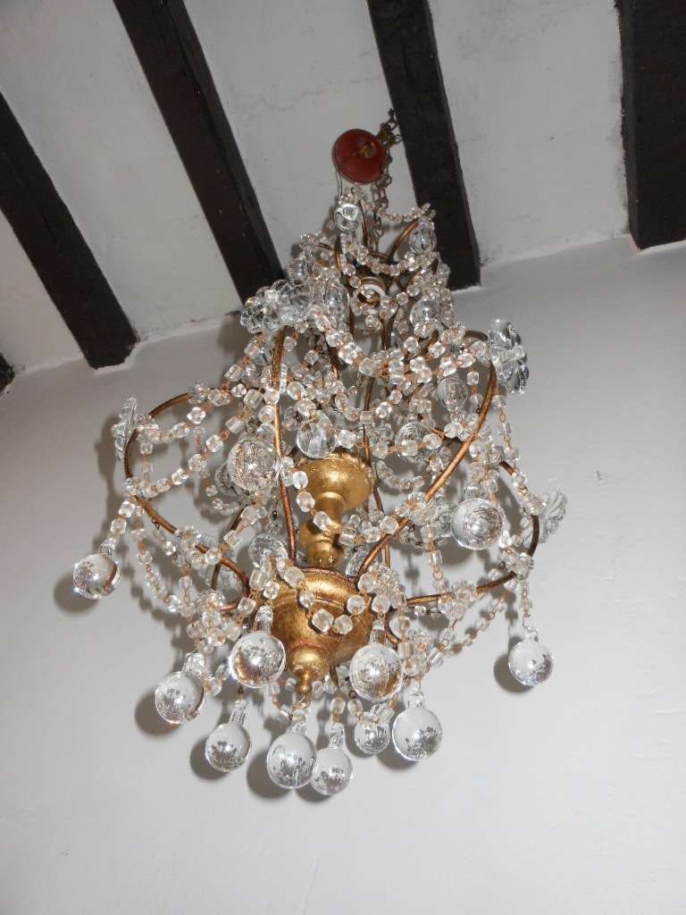 French Huge Beaded Swags and Balls Chandelier at 1stdibs