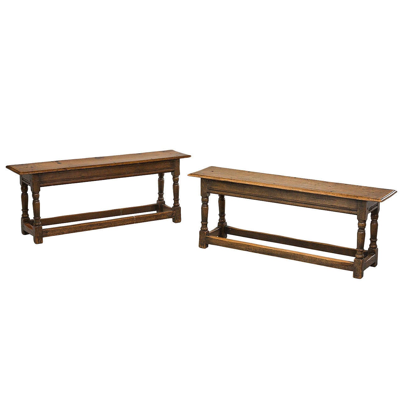 Pair of George I Oak Long Stools For Sale at 1stdibs