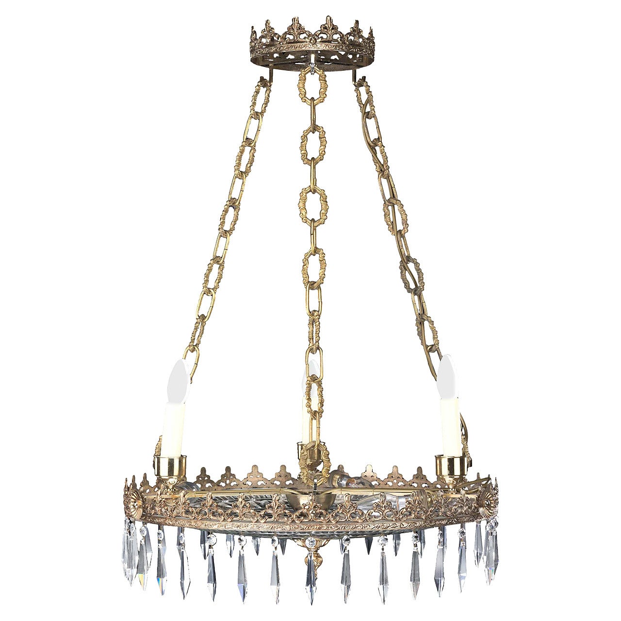 Regency Style Cut glass Plafonnier. 23 Inch Diameter For Sale at 1stDibs