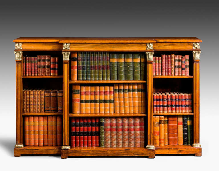 19th Century Walnut Breakfront Open Bookcase at 1stDibs