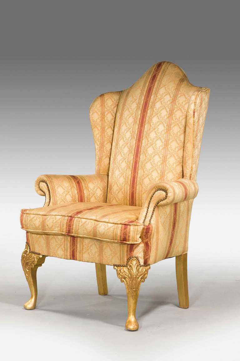 19th Century Giltwood Wing Chair at 1stDibs