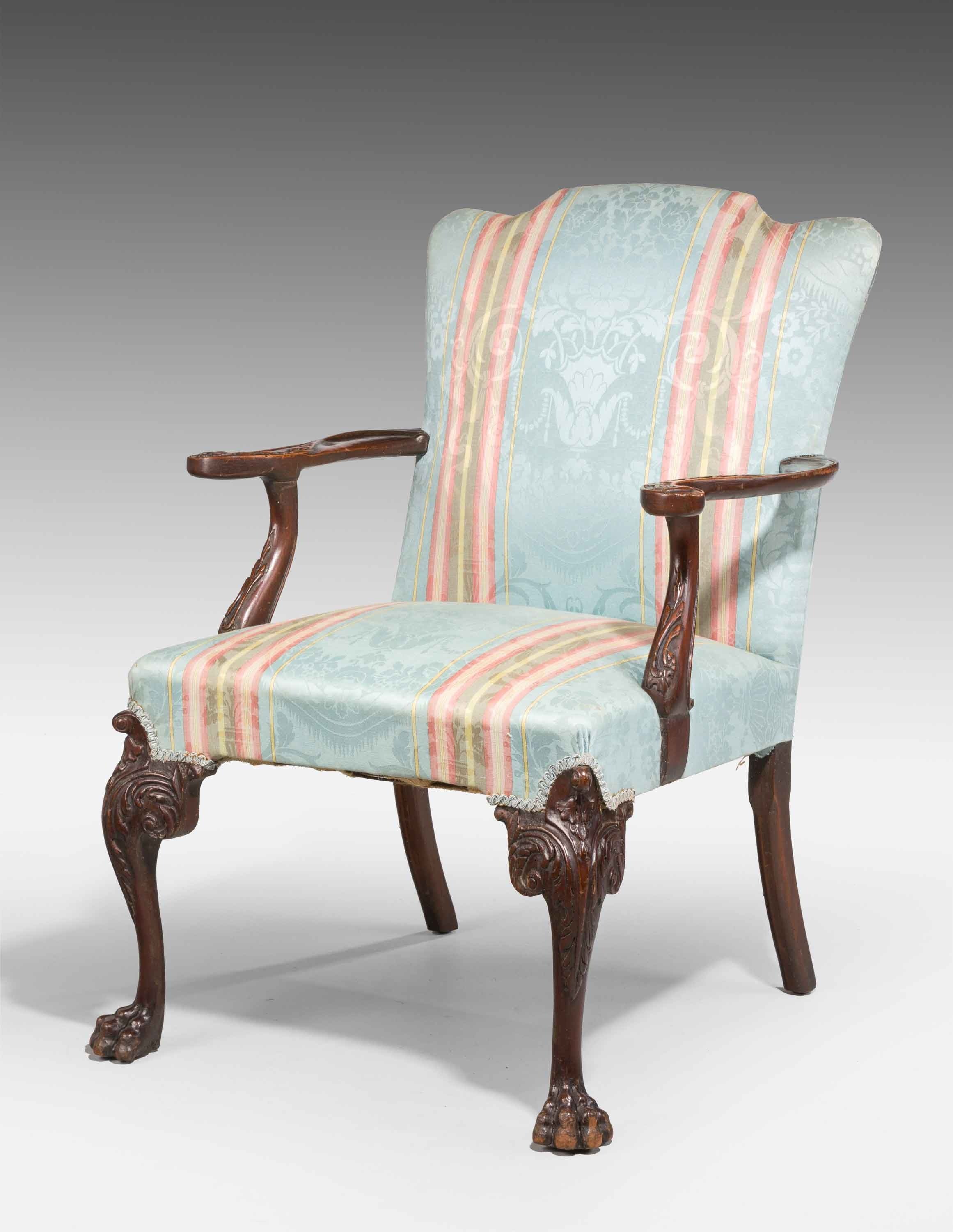 Chippendale Style Mahogany Framed Desk or Library Chair at 1stDibs