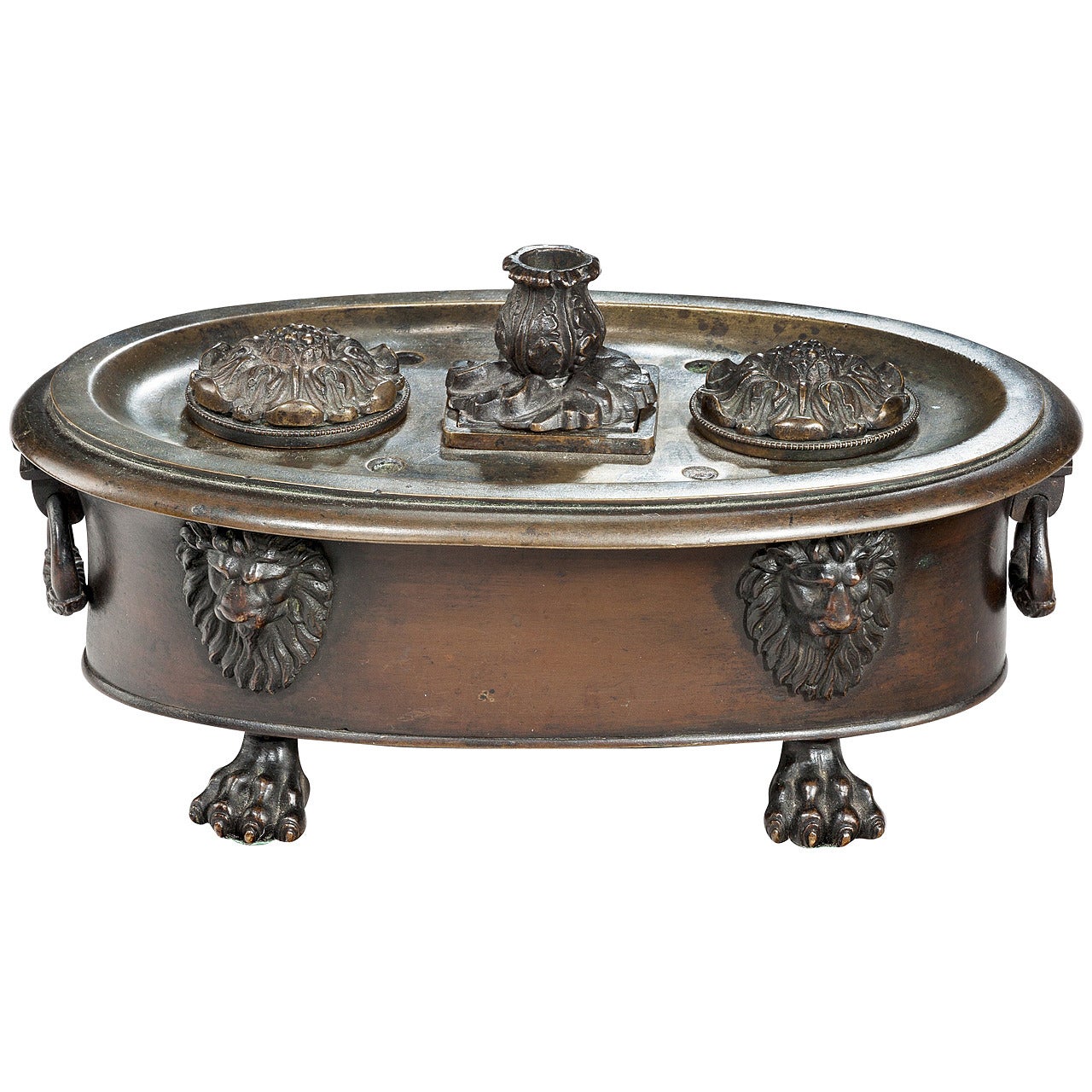 Regency Period Bronze Oval Encrier For Sale at 1stDibs