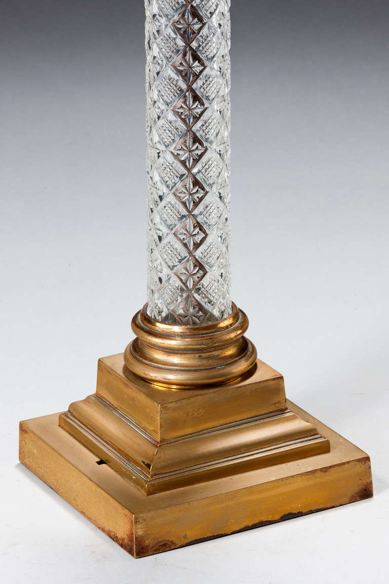 Fine Hobnail Cut Glass Column Lamp at 1stDibs