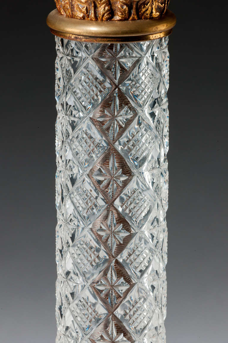 Fine Hobnail Cut Glass Column Lamp at 1stDibs