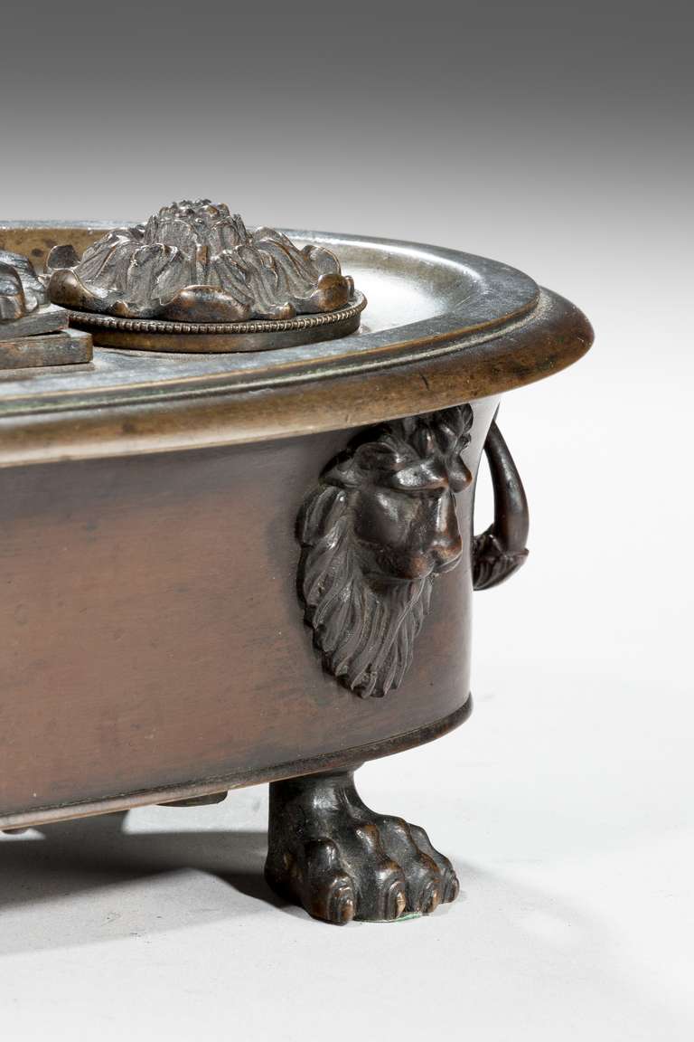 Regency Period Bronze Oval Encrier For Sale at 1stDibs