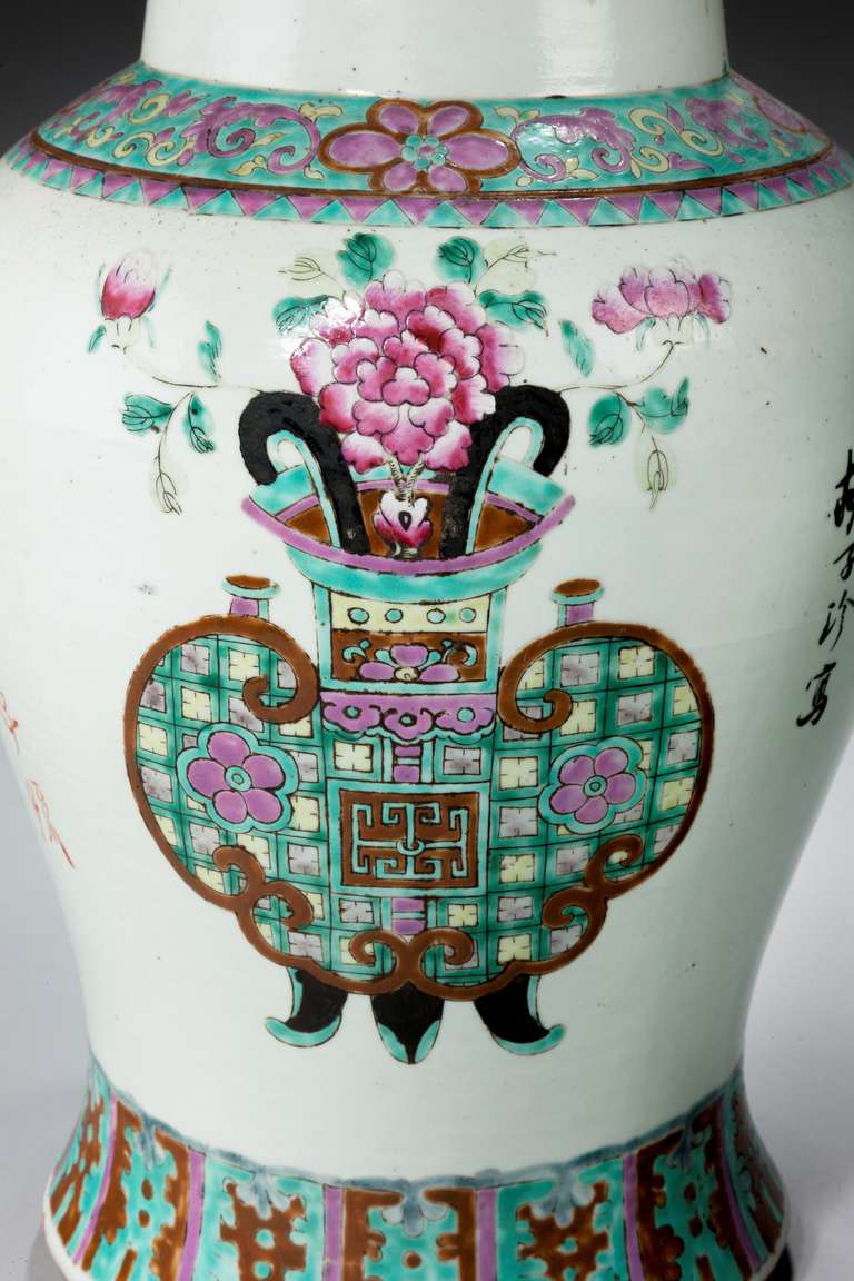 Pair of Canton Vases at 1stDibs