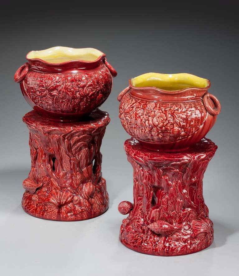 Pair of Bretby Pottery Bowls on Plinths at 1stDibs