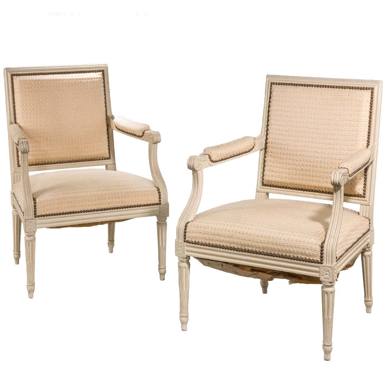 Pair of Elbow Chairs of Louis XVI Design at 1stDibs