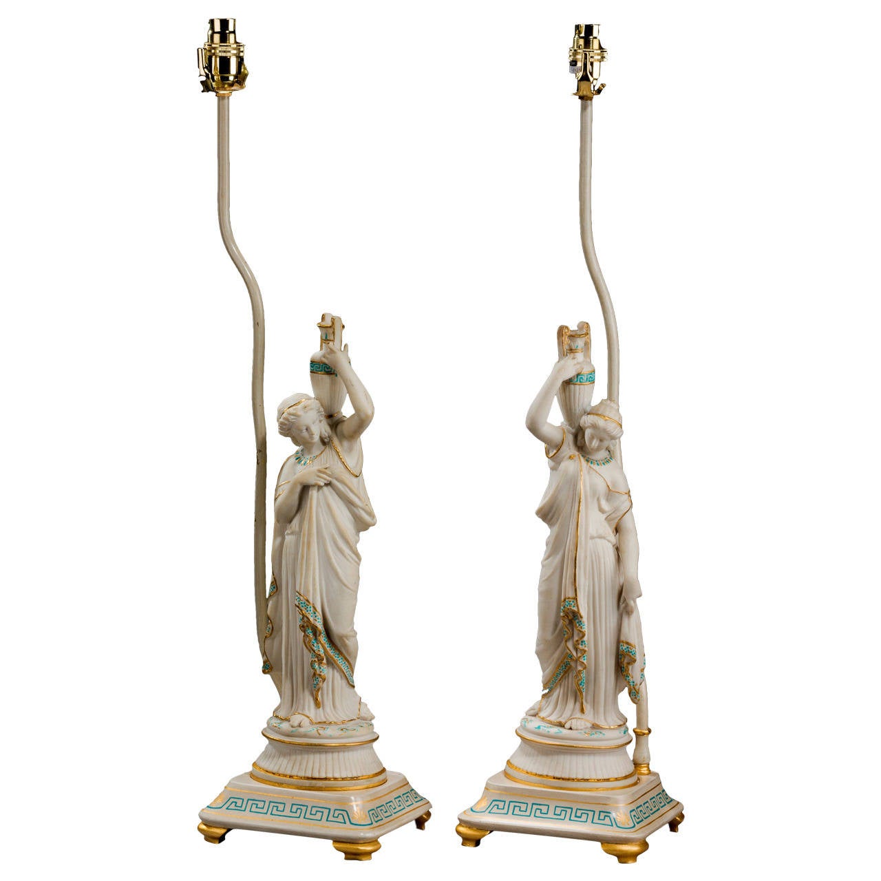 Pair of late 19th century Parian Neoclassical Lamps For Sale at 1stDibs