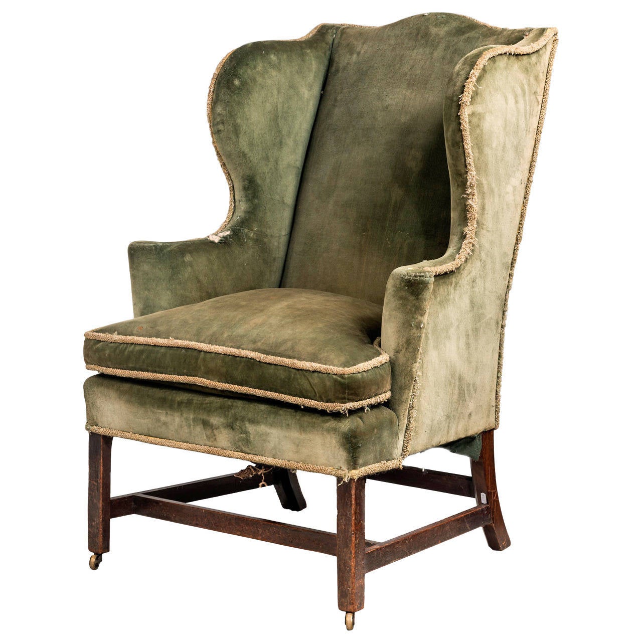 Chippendale Period Mahogany-Framed Wing Chair at 1stDibs
