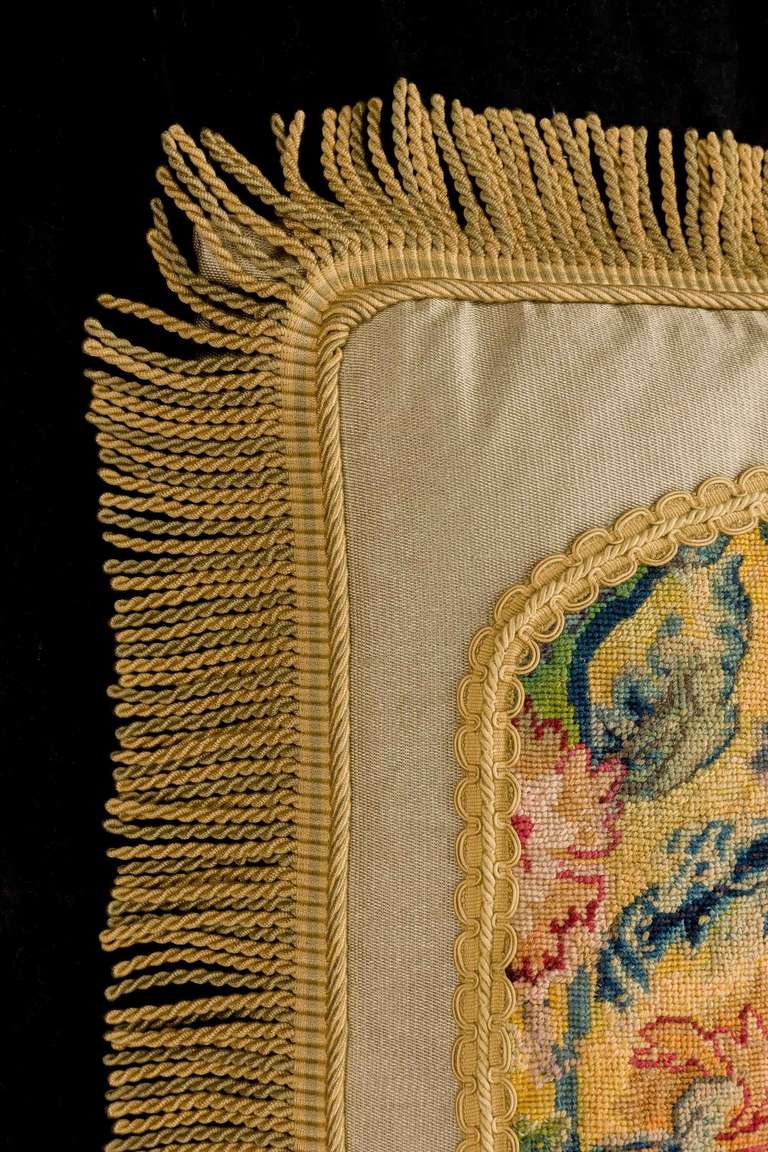 Cushion: Mid To Late 18th Century, Wool. Exotic Flowers For Sale at 1stDibs