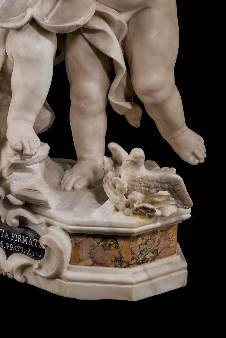 Early 17th Century Carved Marble Figure of Two Putti at 1stDibs