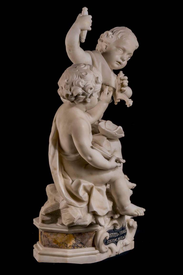 Early 17th Century Carved Marble Figure of Two Putti at 1stDibs