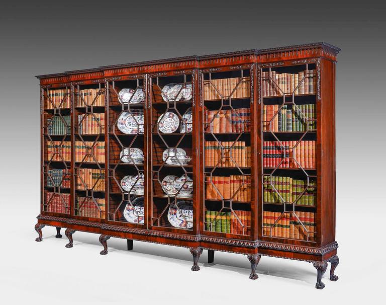Chippendale Style Triple Breakfront Bookcase at 1stDibs