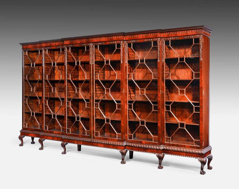 Chippendale Style Triple Breakfront Bookcase at 1stDibs